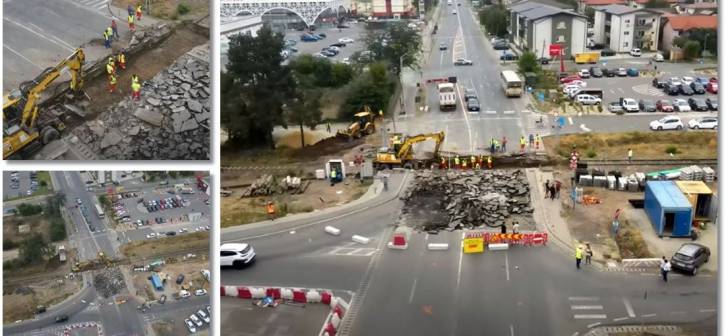 A fost scoasa deja calea ferata la intrarea in Giroc dinspre Timisoara ...