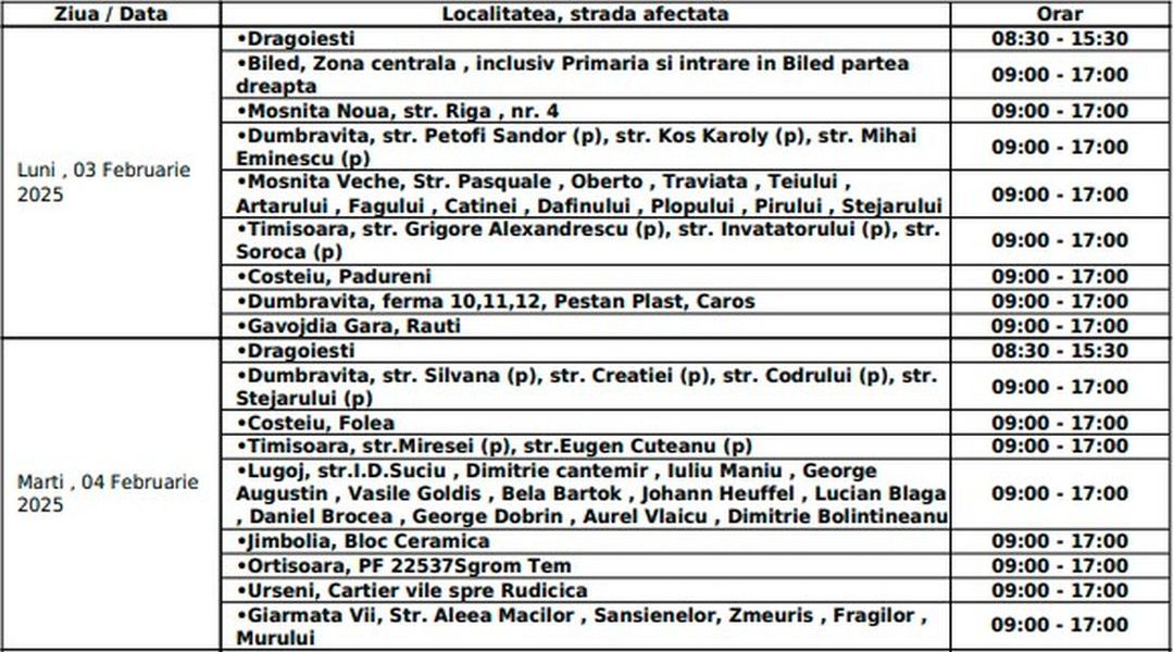 Se opreste curentul in Timisoara si in mai multe localitati din judet ...